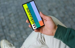 Google Pixel 6 mockup in casual home gaming - Mockuuups Studio