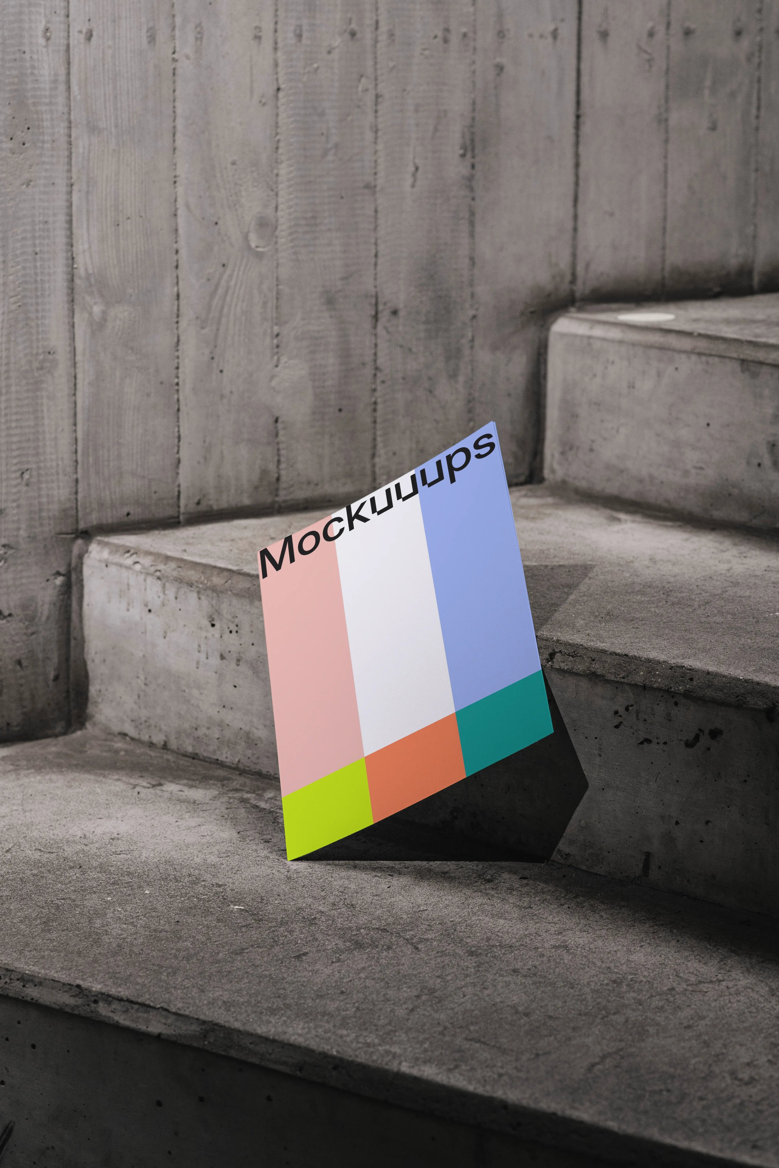 A4 mockup on concrete steps - Mockuuups Studio
