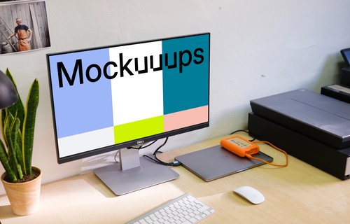 Dell monitor mockup with gaming setup - Mockuuups Studio