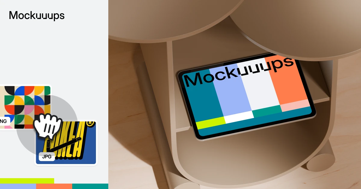 iPad Pro mockup in a modern wooden interior - Mockuuups Studio