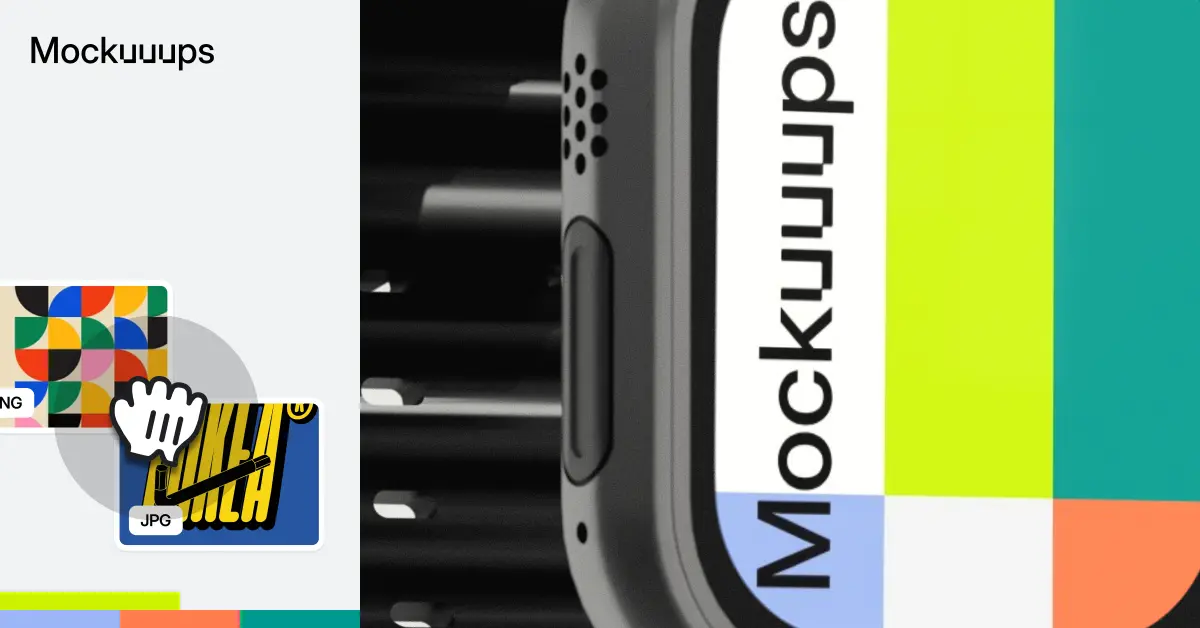 Apple Watch Ultra mockup on mechanical arm - Mockuuups Studio